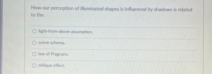 Solved How our perception of illuminated shapes is | Chegg.com
