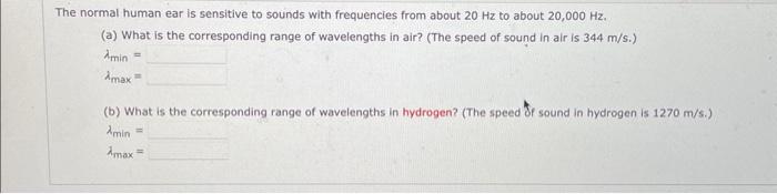 Solved The normal human ear is sensitive to sounds with | Chegg.com