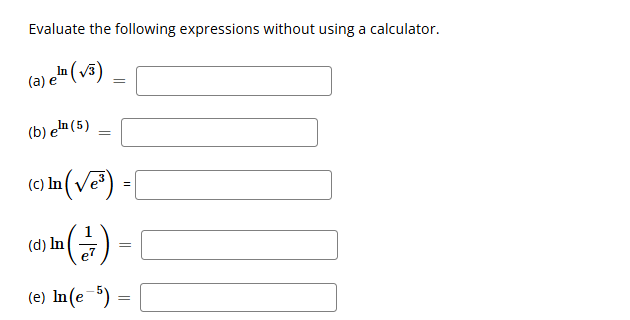Solved Evaluate the following expressions without using a | Chegg.com