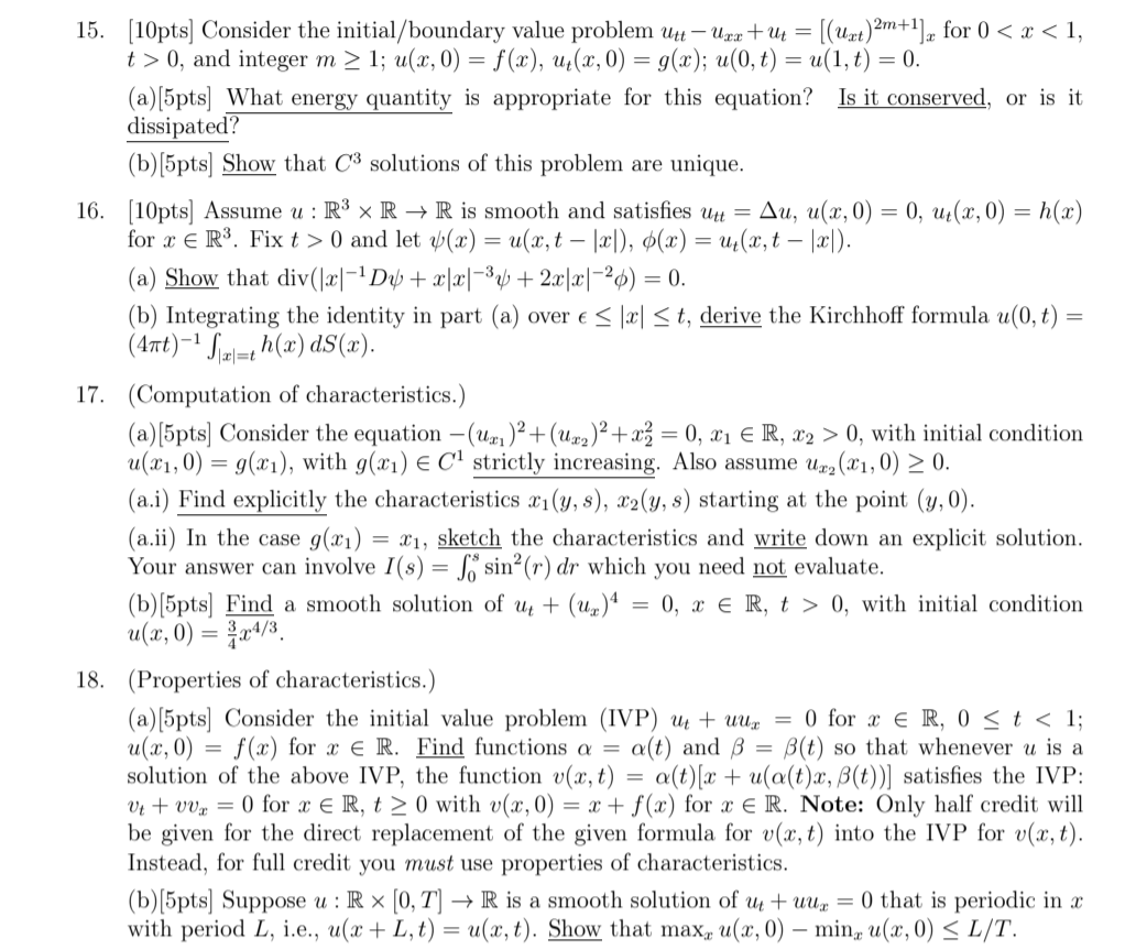 Solved [10pts] ﻿Consider the initial/boundary value problem | Chegg.com