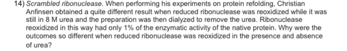Solved Scrambled ribonuclease. When performing his | Chegg.com