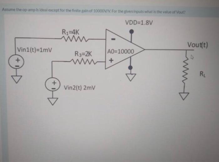 Solved In the circuit below, if Vin - 2mV and the offset | Chegg.com
