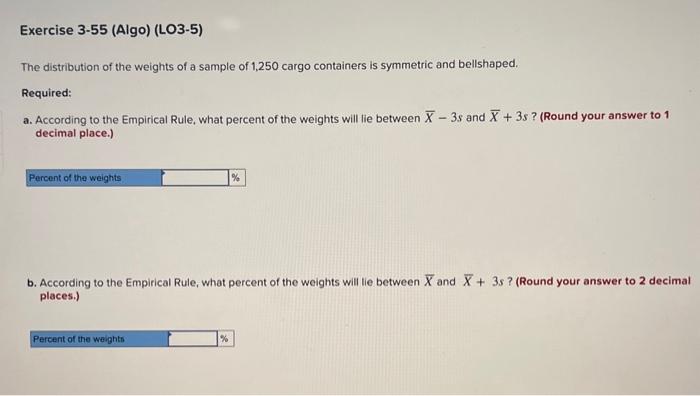 Solved The distribution of the weights of a sample of 1,250 | Chegg.com