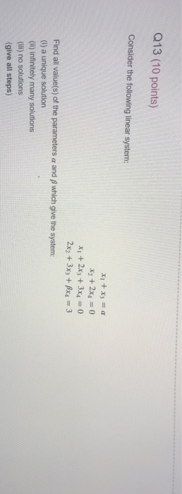Solved Q13 (10 points) Consider the following linear system: | Chegg.com Solved Q13 (10 points) Consider the following linear system: | Chegg.com
