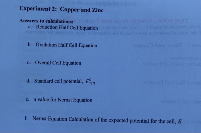 Solved The cell potential measured for this copper and zinc | Chegg.com