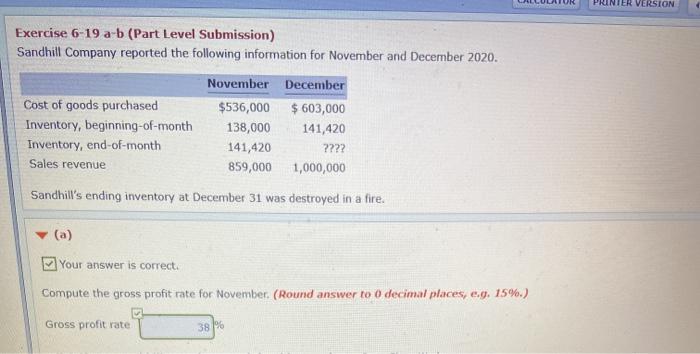 Solved PRINTER VERSION Exercise 6-19 a b (Part Level | Chegg.com