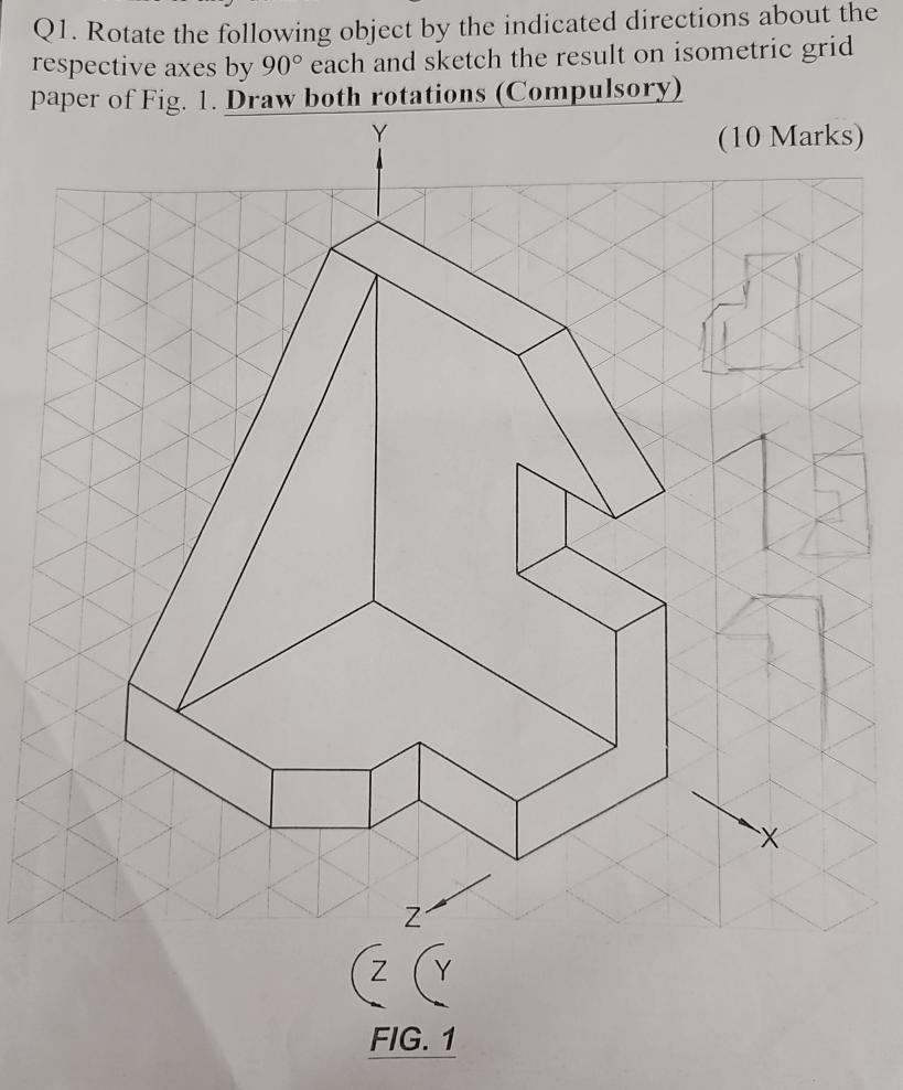 Solved Q1. ﻿Rotate the following object by the indicated | Chegg.com