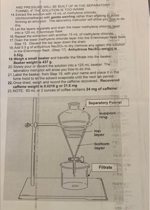 Solved EXTRACTION OF CAFFEINE FROM COFFEE sde by | Chegg.com