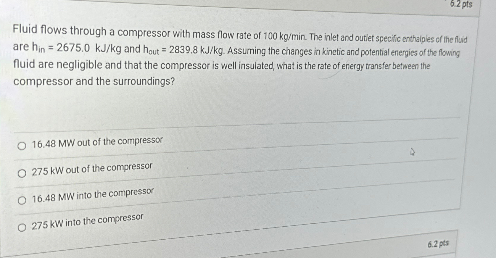Solved Fluid flows through a compressor with mass flow rate | Chegg.com