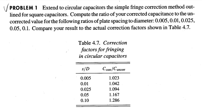 Solved PROBLEM 1 Extend to circular capacitors the simple | Chegg.com