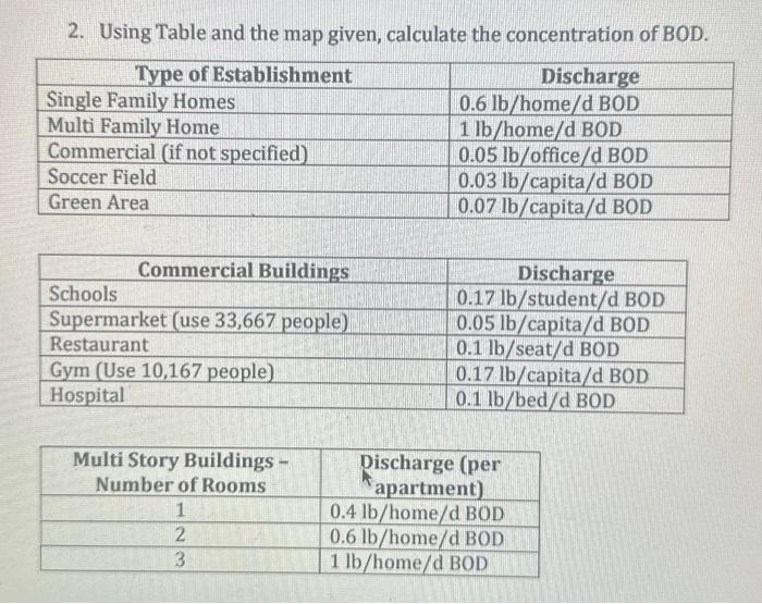 2. Using Table and the map given, calculate the | Chegg.com