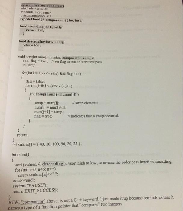 Solved /parameterized bubble sort #include cestdlib #include | Chegg.com