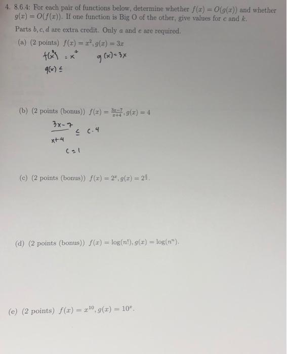 Solved 4. 8.6.4: For each pair of functions below, determine | Chegg.com