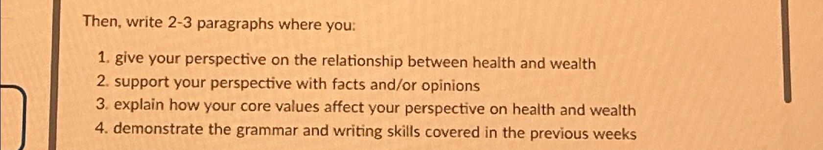 Solved Then, write 2-3 ﻿paragraphs where you:give your | Chegg.com