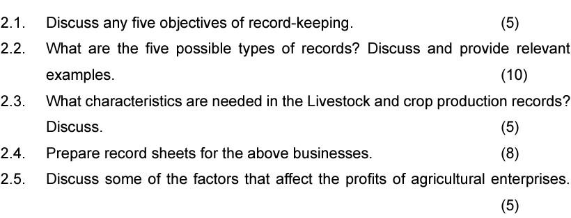 Solved 2.1. Discuss any five objectives of record-keeping. | Chegg.com
