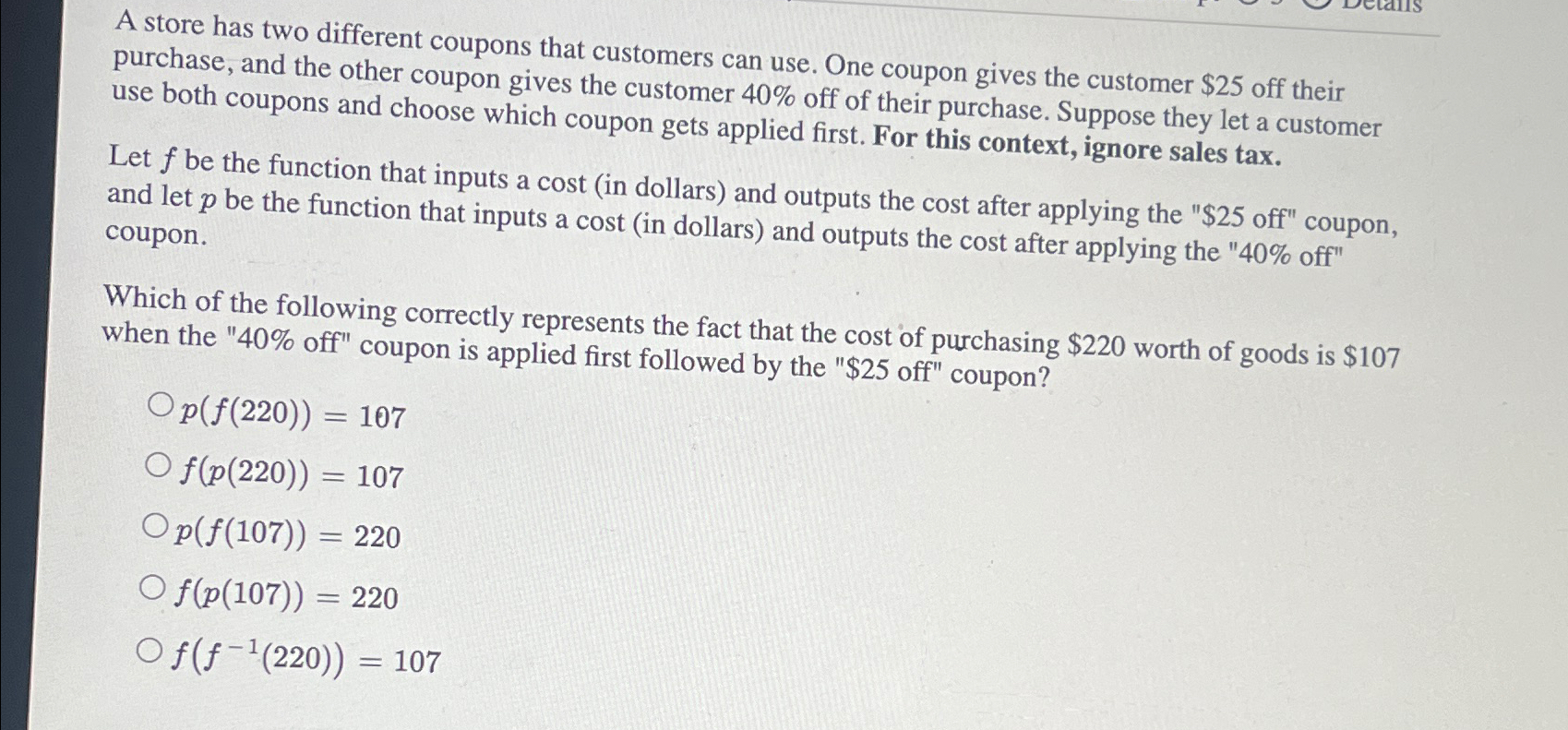 Solved A store has two different coupons that customers can | Chegg.com