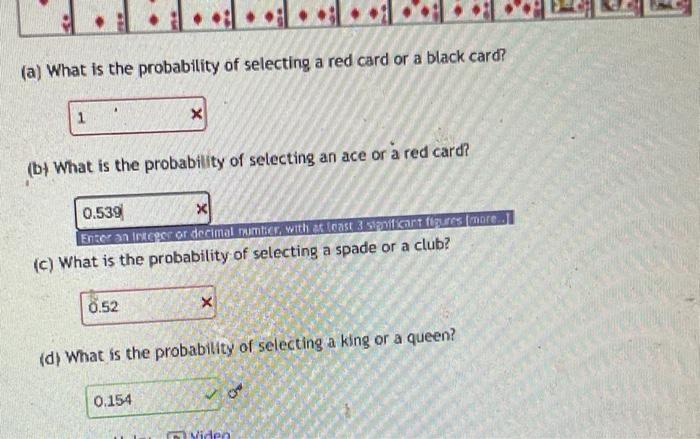 Solved (a) What is the probability of selecting a red card | Chegg.com