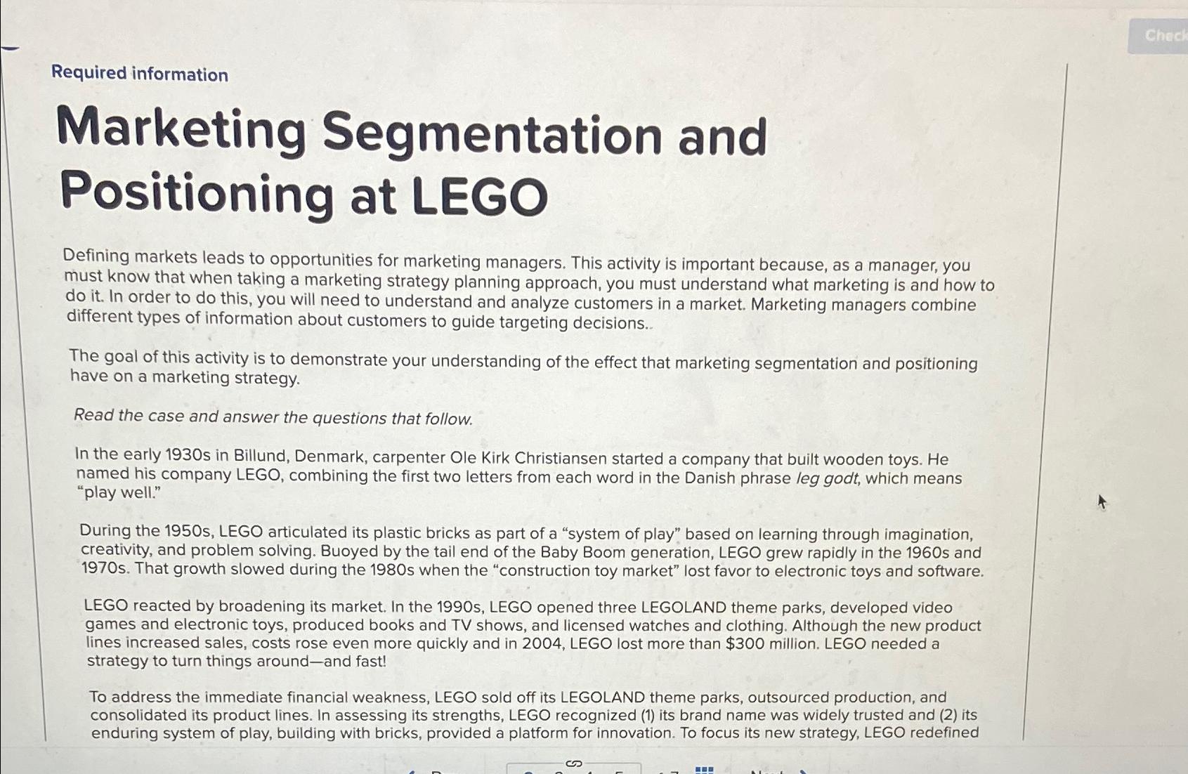 Solved Required informationMarketing Segmentation and | Chegg.com