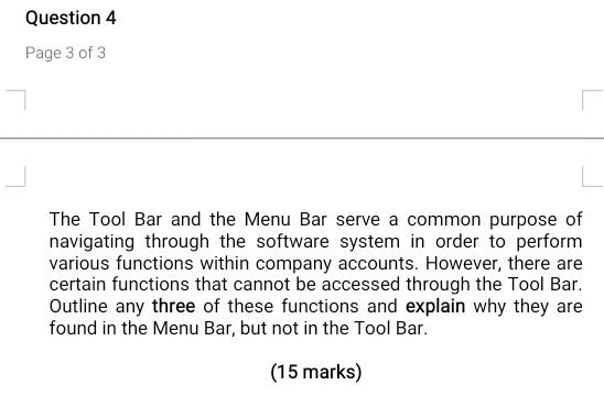 Solved Question 4 Page 3 of 3 The Tool Bar and the Menu Bar | Chegg.com