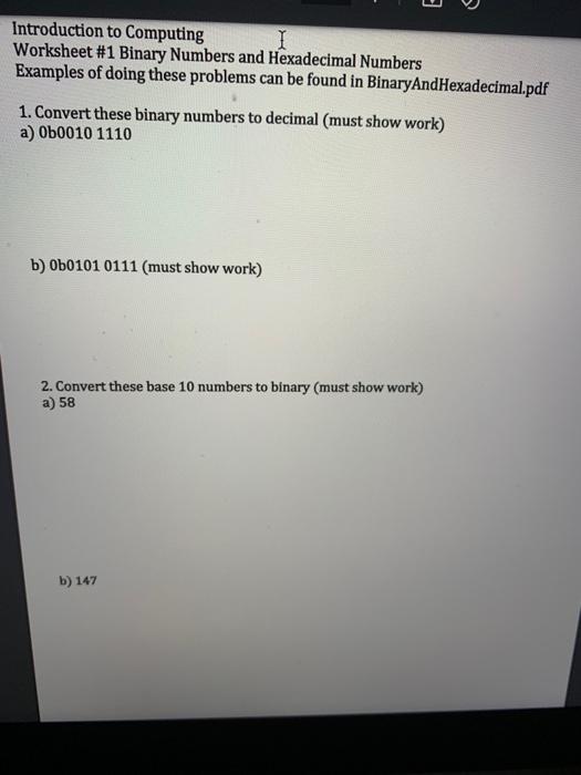 Solved 3. Convert these binary numbers to hexadecimal (must | Chegg.com