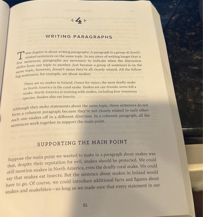 * 4 * WRITING PARAGRAPHS TH HIS chapter is about | Chegg.com