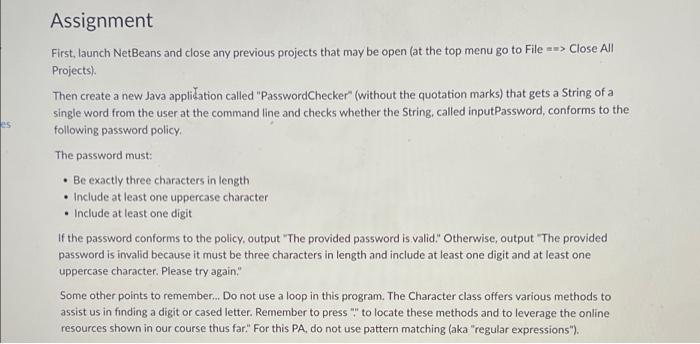 Solved Assignment First, launch NetBeans and close any | Chegg.com