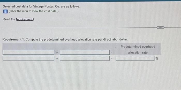 Solved Data table Requirements 1. Compute the predetermined | Chegg.com