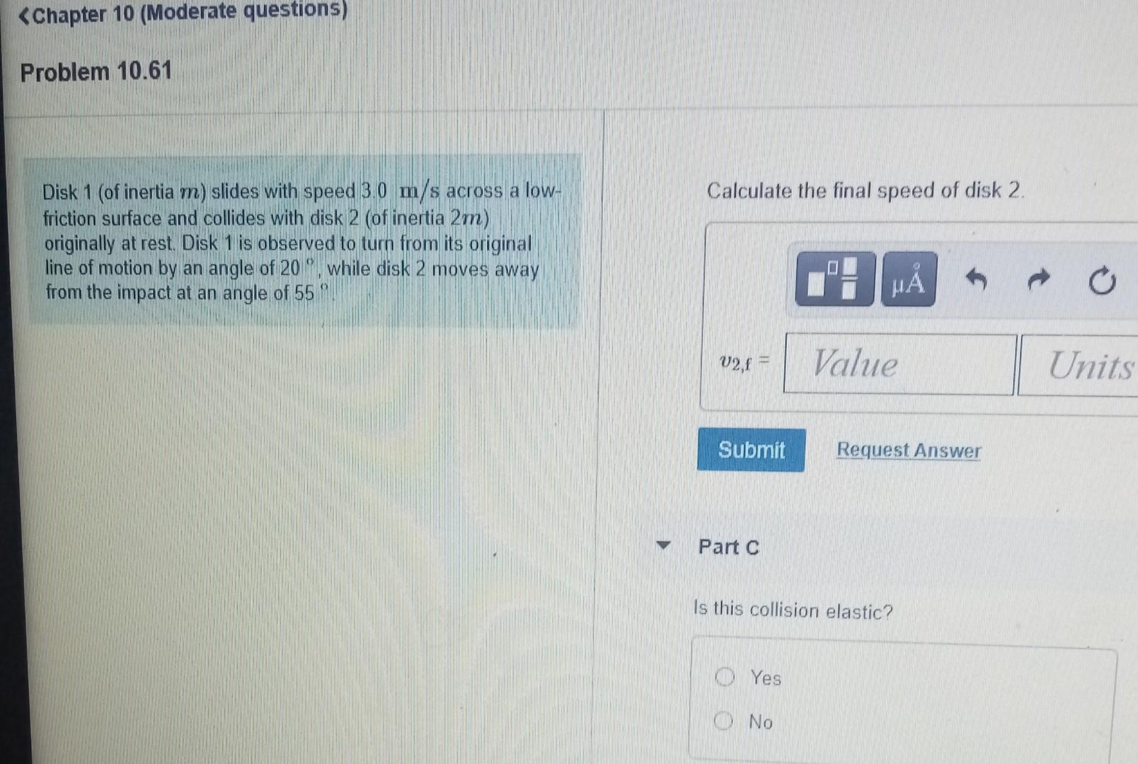 Solved Disk 1 (of inertia m) slides with speed 3.0 m/s | Chegg.com