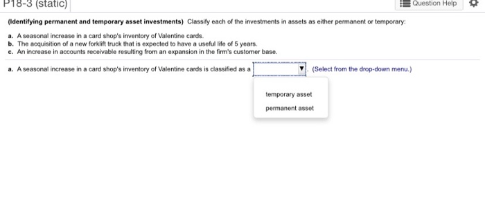 Solved P18-3 (static) Question Help (Identifying permanent | Chegg.com