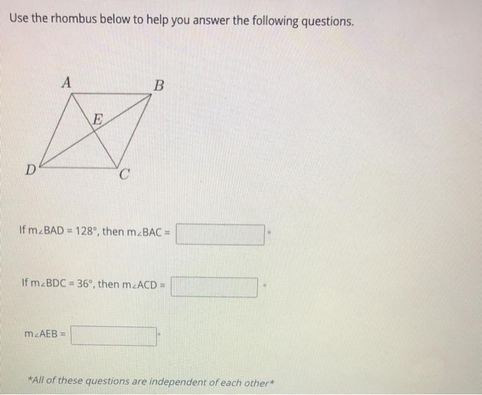 Solved Use the rhombus below to help you answer the | Chegg.com