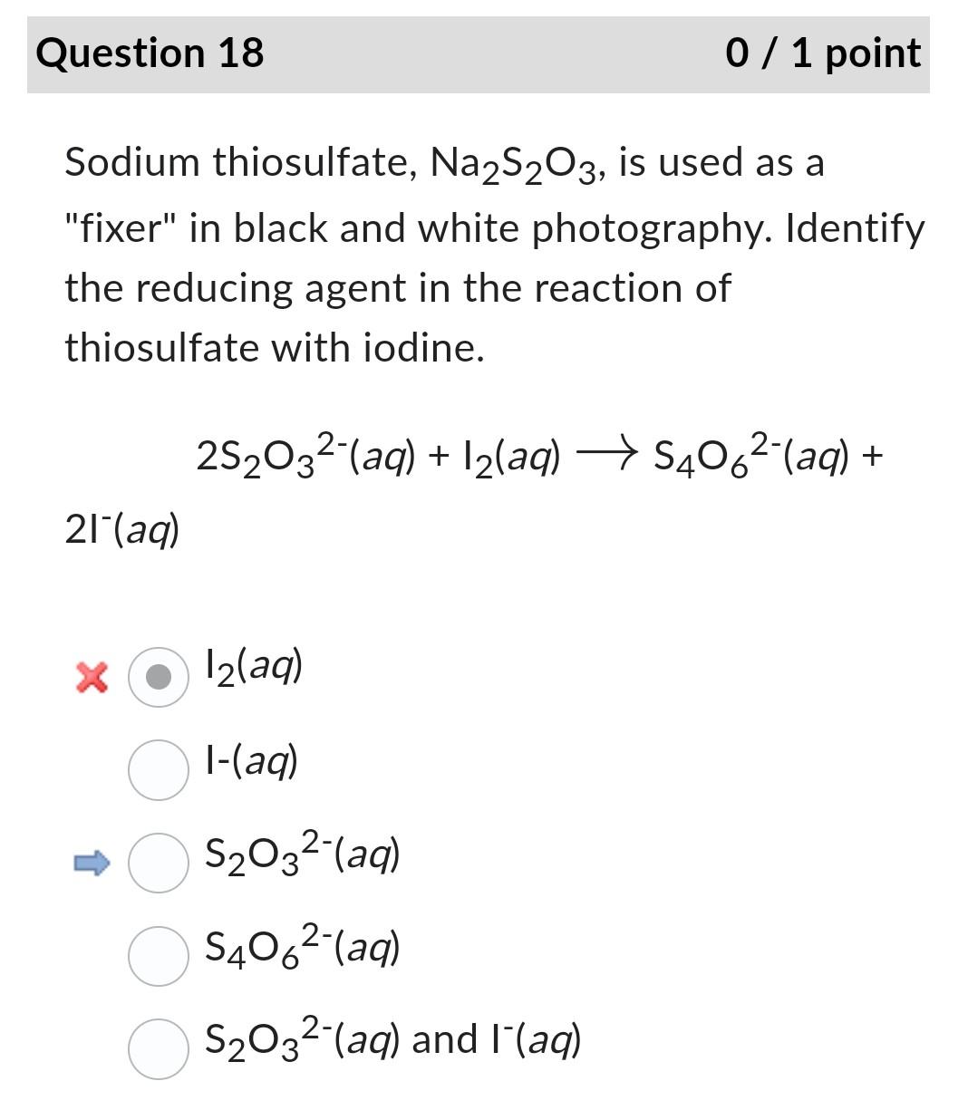 Solved Sodium thiosulfate, Na2 S2O3, is used as a "fixer" in | Chegg.com