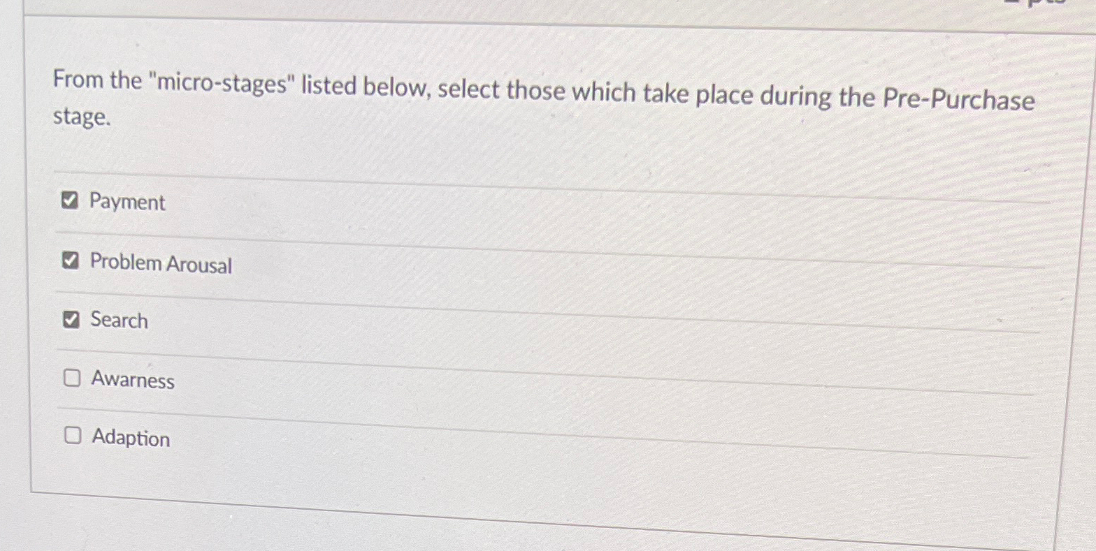 Solved From the "micro-stages" listed below, select those | Chegg.com