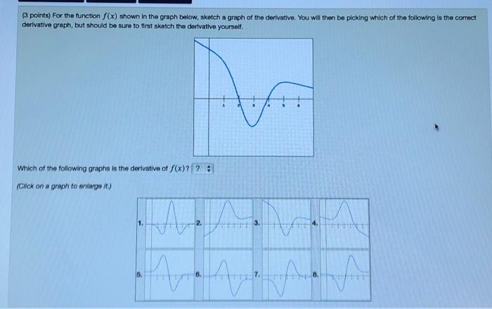 Solved (3 points) For the function f(x) shown in the graph | Chegg.com