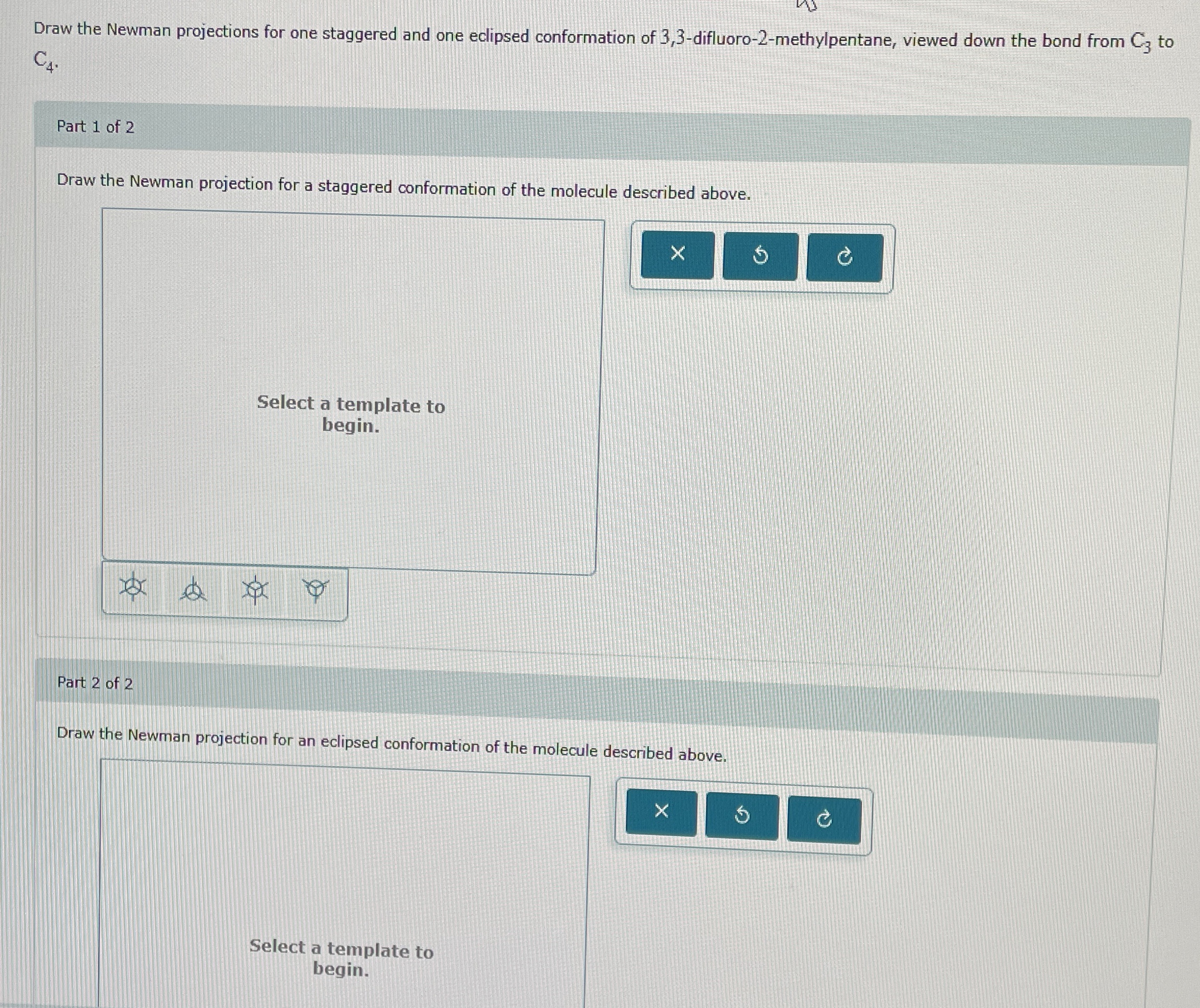 Solved Draw the Newman projections for one staggered and one | Chegg.com