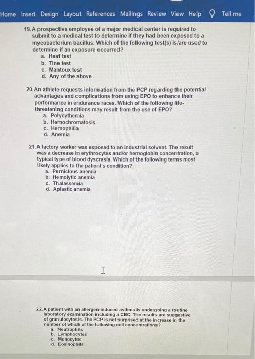 Solved Home Insert Design Layout References Mailings Review | Chegg.com