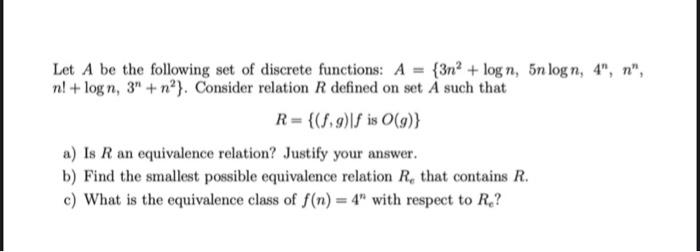 Solved Let A be the following set of discrete functions: A = | Chegg.com
