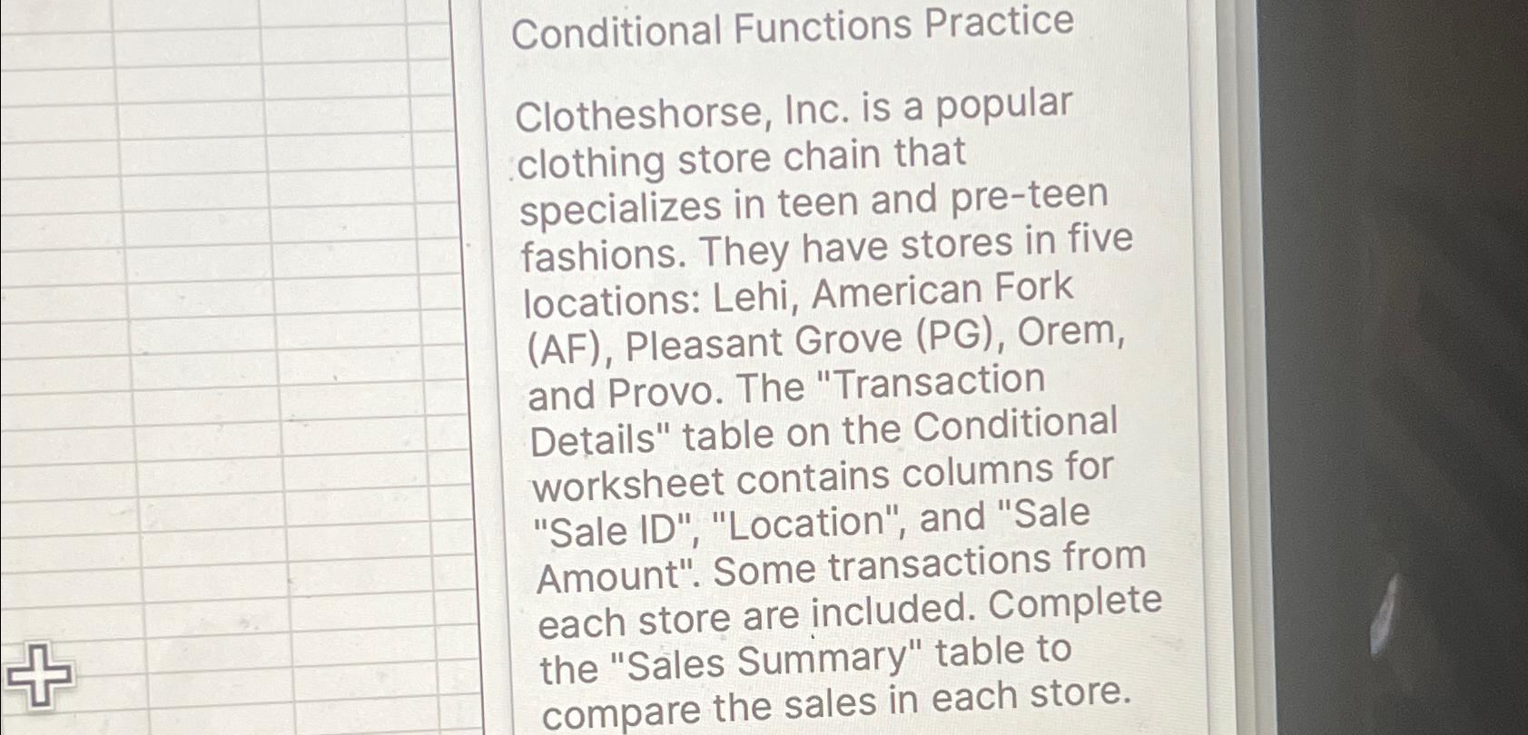 Solved Conditional Functions PracticeClotheshorse, Inc. is a | Chegg.com