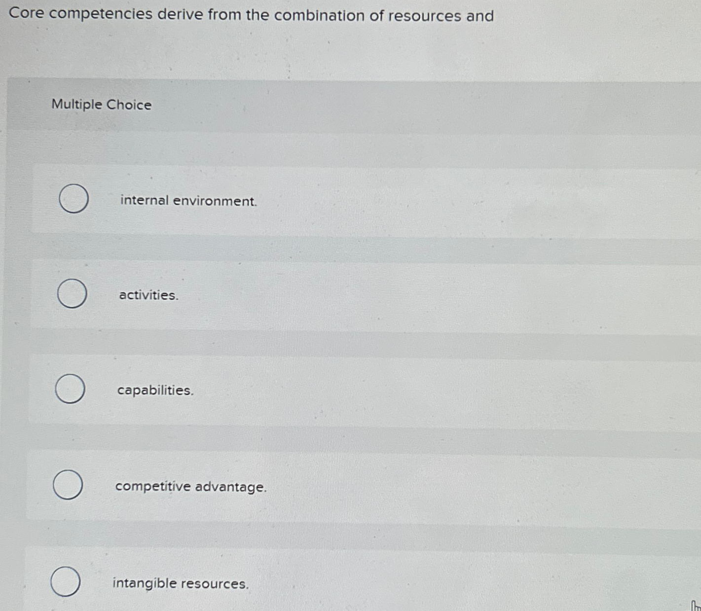 Solved Core competencies derive from the combination of | Chegg.com