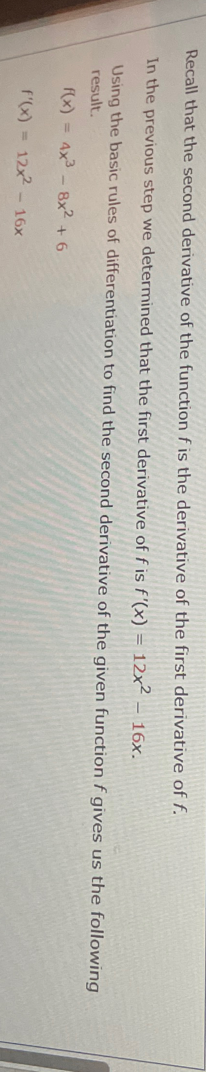 Solved Recall that the second derivative of the function f | Chegg.com