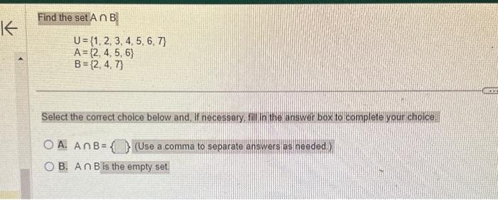 Solved Find the set A∩B | Chegg.com