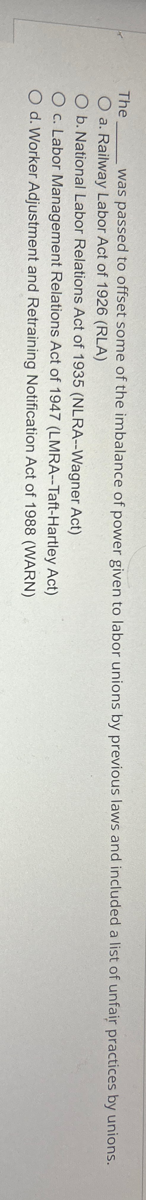 Solved The q, ﻿was passed to offset some of the imbalance of | Chegg.com