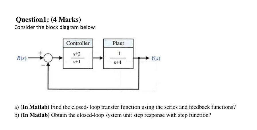 Solved Question1: (4 Marks) Consider the block diagram | Chegg.com Solved Question1: (4 Marks) Consider the block diagram | Chegg.com