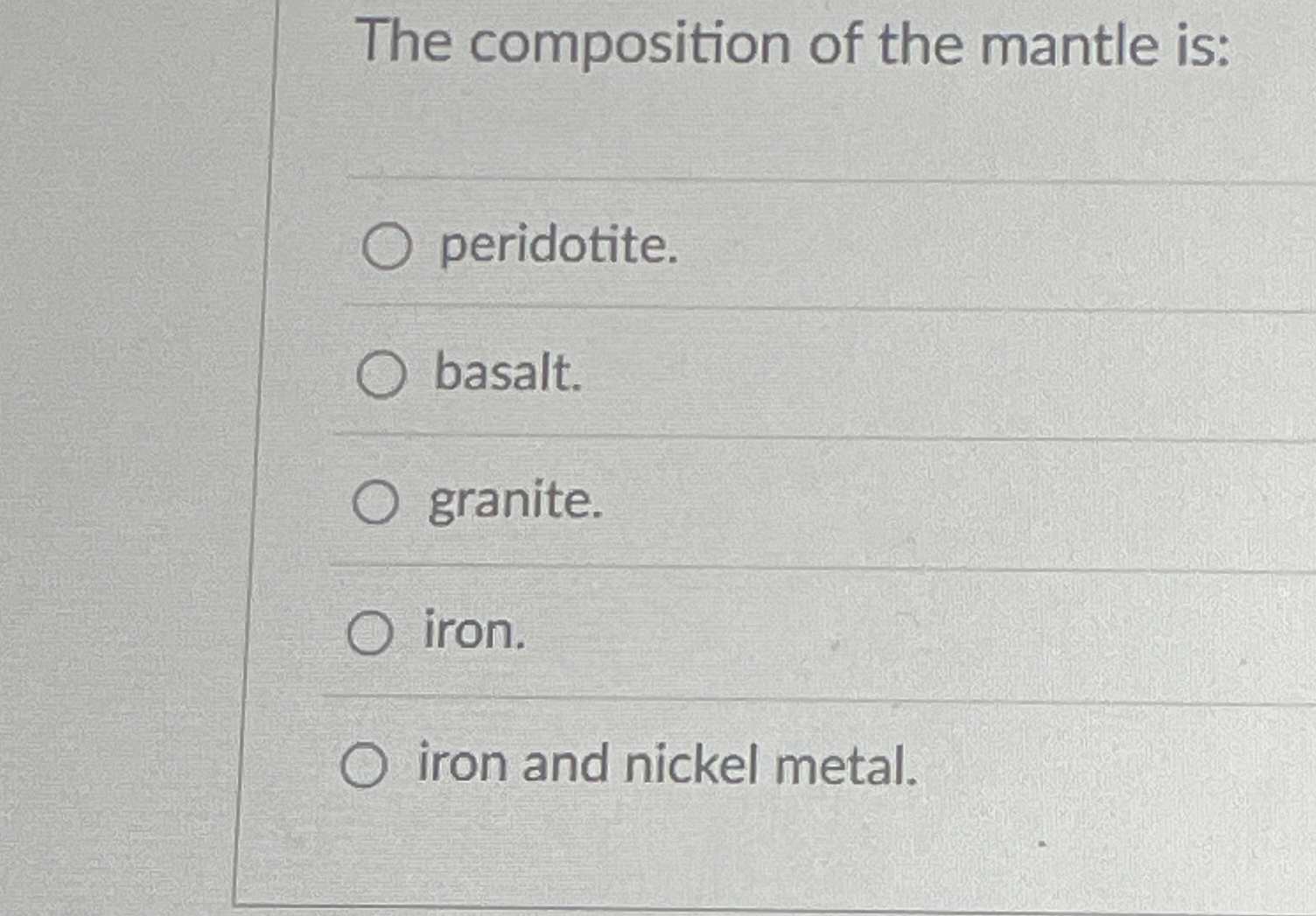 Solved The composition of the mantle | Chegg.com