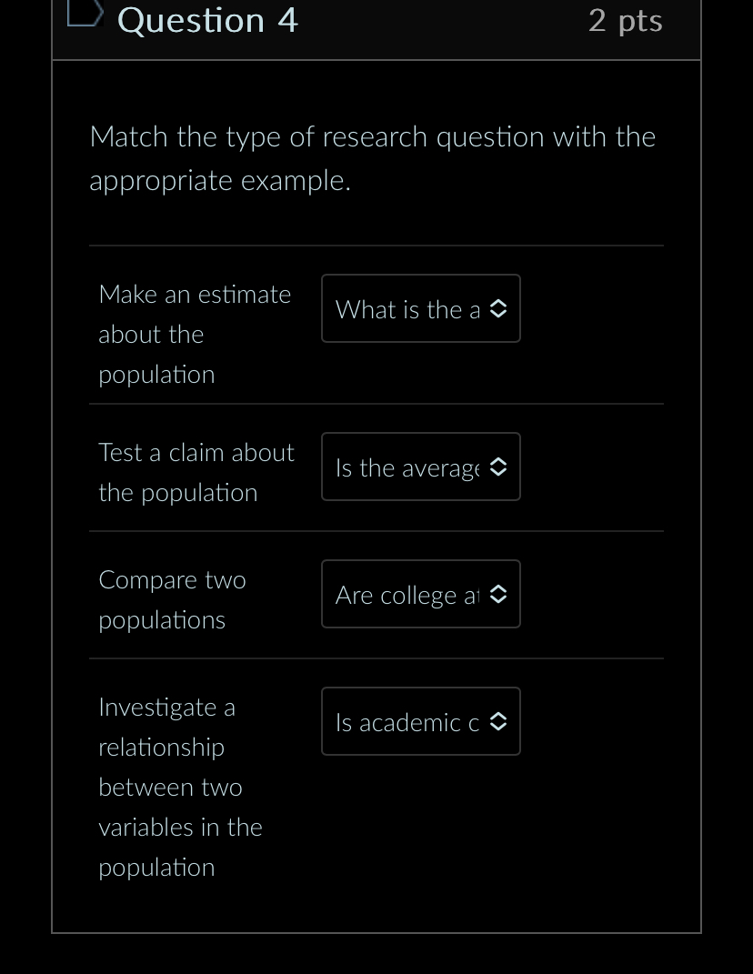 Solved Match the type of research question with the | Chegg.com