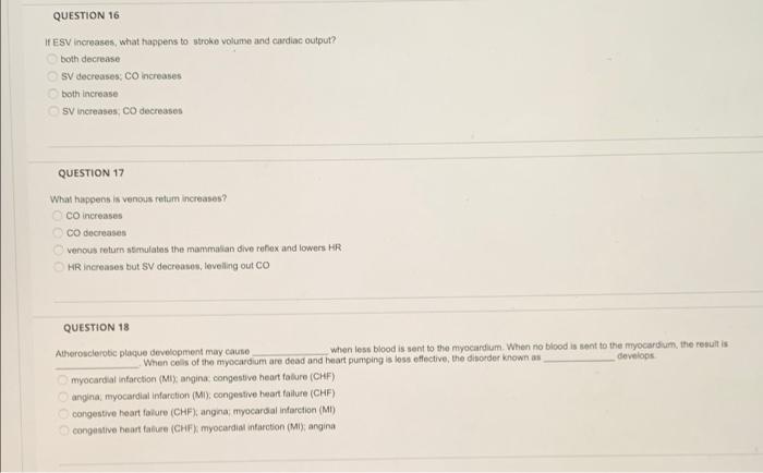 Solved QUESTION 16 ESV increases, what happens to stroke | Chegg.com