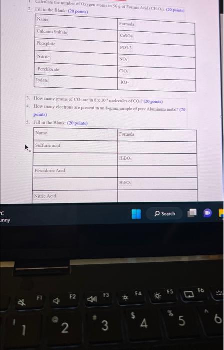 Solved 2. Fill in the Rland itin. 3. How may erasis of CO2 | Chegg.com