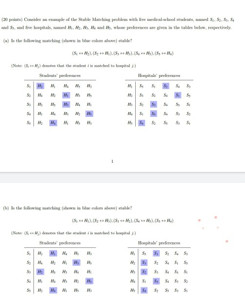 Solved (20 points) Consider an example of the Stable | Chegg.com