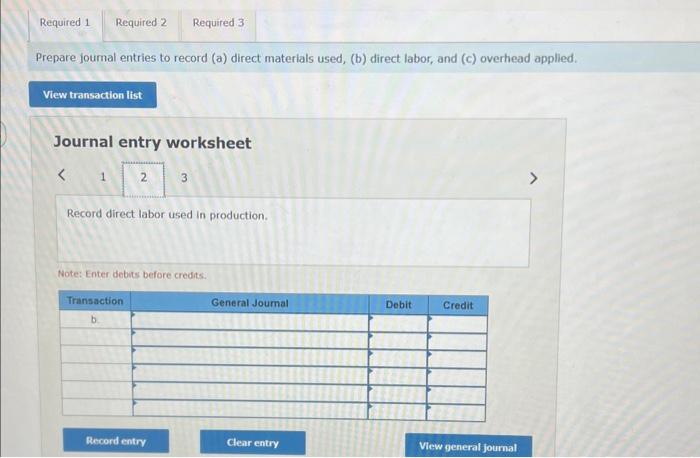 Solved Journal entry worksheet Record direct materials used | Chegg.com