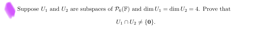 Solved Suppose U1 ﻿and U2 ﻿are subspaces of P6(F) ﻿and | Chegg.com