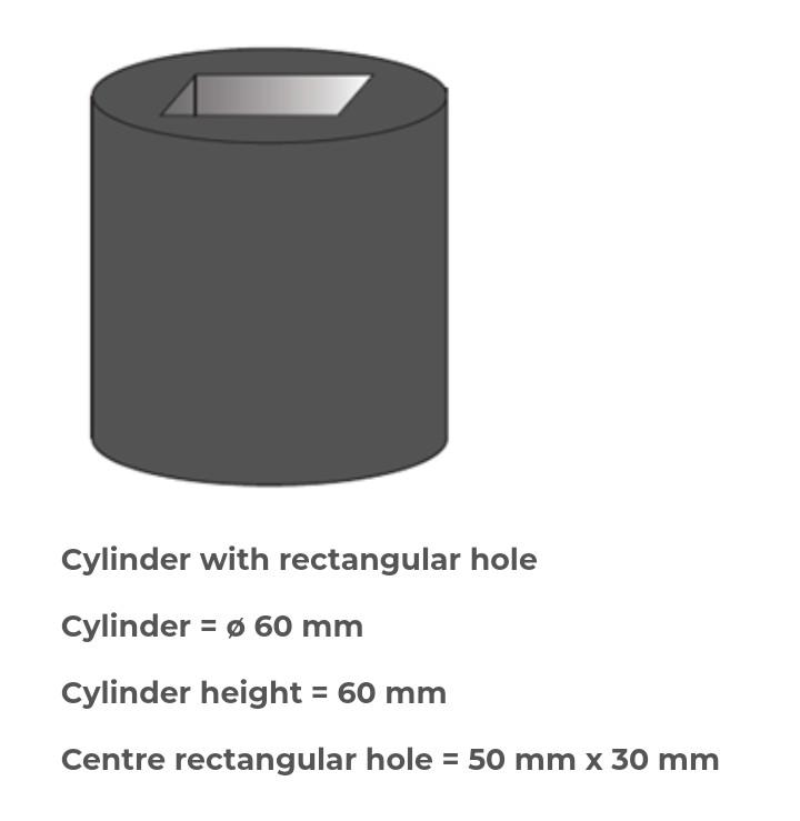 Solved Cylinder with rectangular hole Cylinder =∅60 mm | Chegg.com
